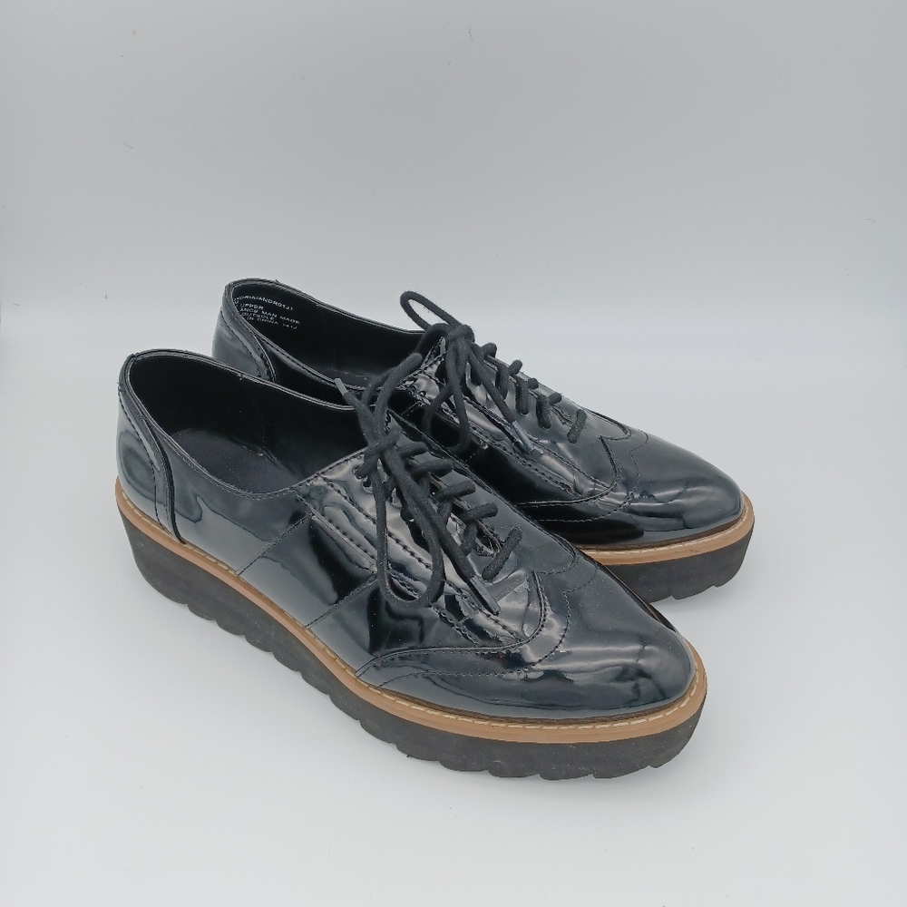 Madden Girl Black Patent Leather Platform Wingtips - Gem